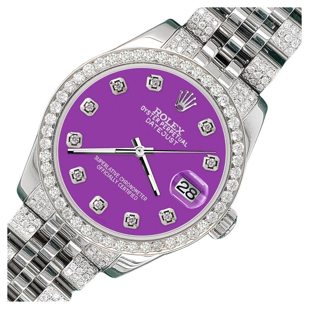 Rolex Datejust 3.30 Carat Diamond Bezel/Bracelet/Pastel Purple Dial ...