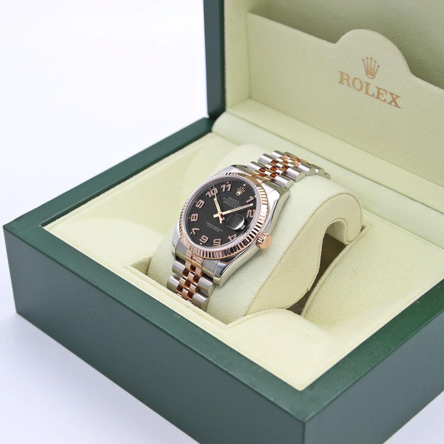 Rolex Datejust 36 116231 - Concentric Black Dial, Steel/Rose Gold, Full ...