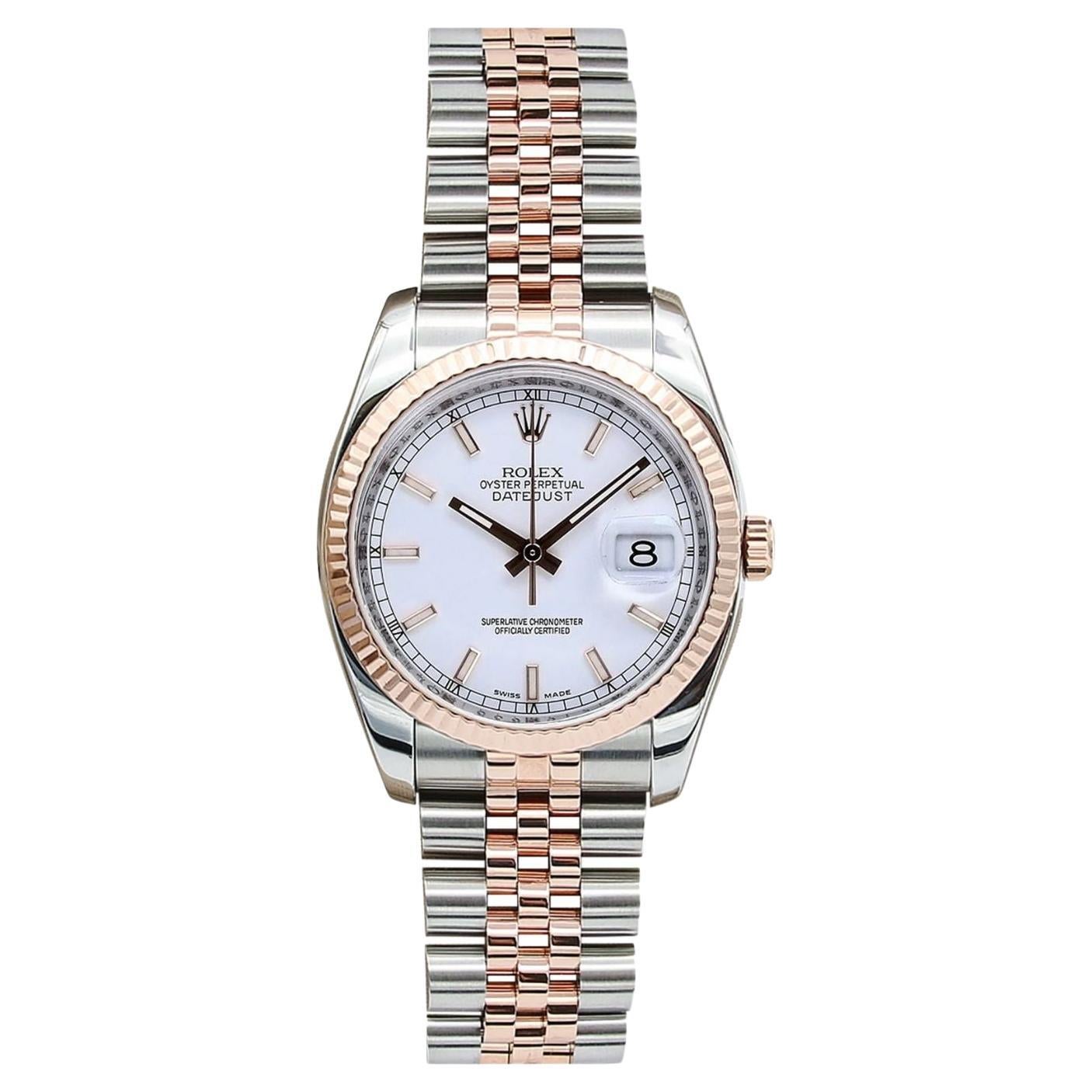 Rolex Datejust 36 116231 - White Dial, Steel/Rose Gold, Jubilee, Full ...