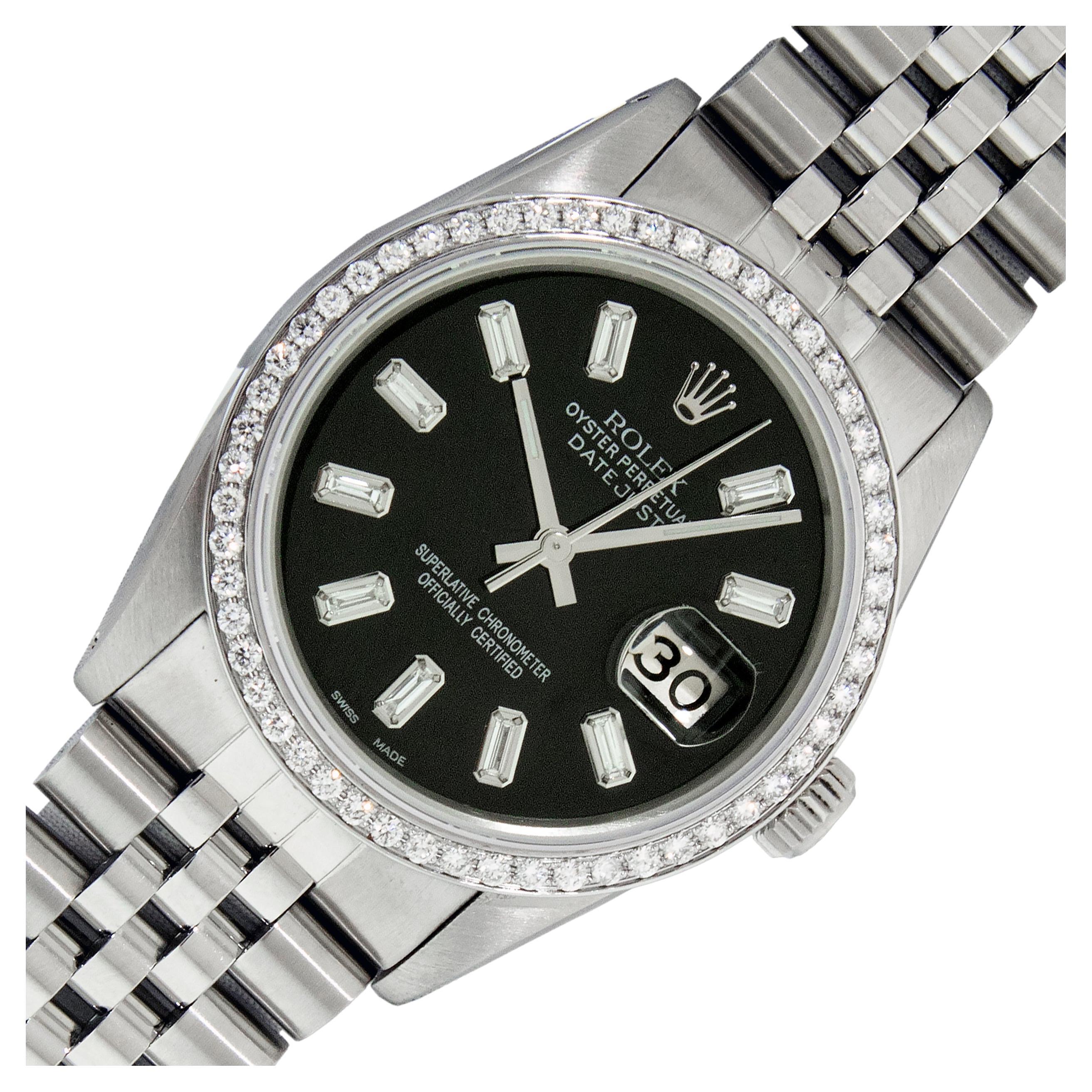 Rolex Datejust 36 Black Diamond Dial Bezel Unisex Watch 116244 For Sale ...