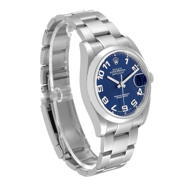 Rolex Datejust 36 Blue Concentric Dial Oyster Bracelet Watch 116200 Box ...