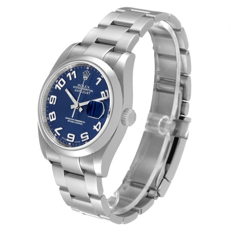 Rolex Datejust 36 Blue Concentric Dial Oyster Bracelet Watch 116200 Box ...