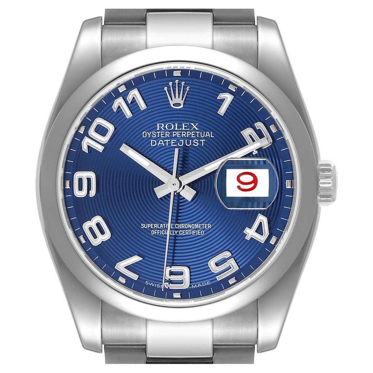 Rolex Datejust 36 Blue Concentric Dial Oyster Bracelet Watch 116200 Box ...
