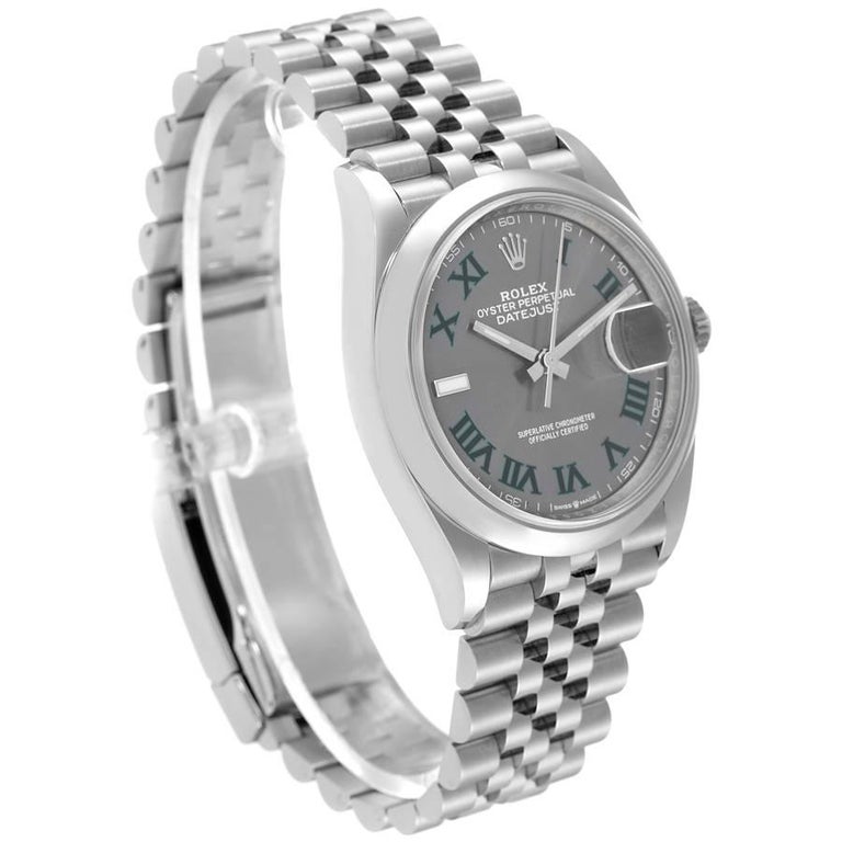 Rolex Datejust 36 Grey Green Wimbledon Dial Steel Mens Watch 126200 Box ...