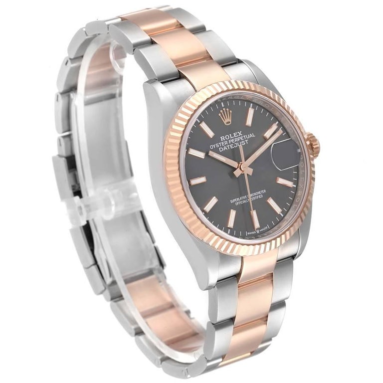 Rolex Datejust 36 Rhodium Dial Steel EverRose Gold Watch 126231 Unworn ...