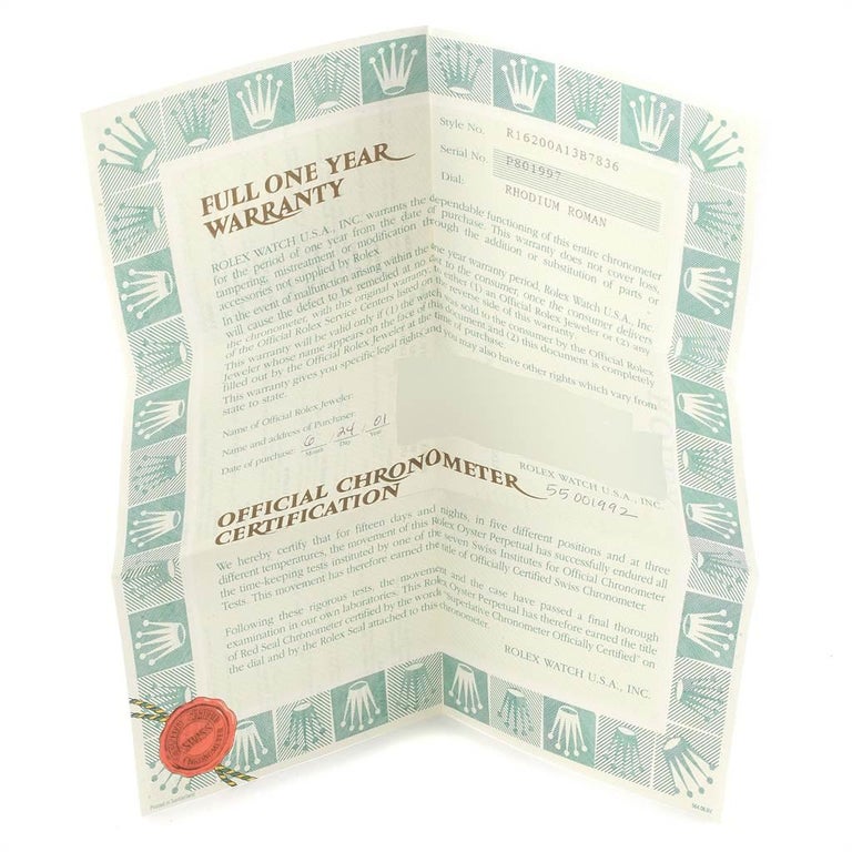 Rolex Datejust 36 Rhodium Roman Dial Men's Watch 16200 Box Papers For ...