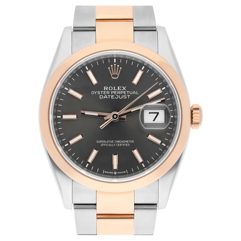 Rolex Datejust 36 Rose Gold/Steel Dark Rhodium Index Dial, Domed Bezel ...