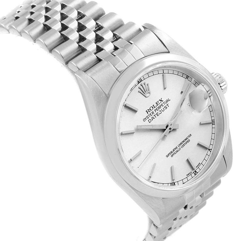 Rolex Datejust 36 Silver Dial Jubilee Bracelet Steel Men's Watch 16200 ...
