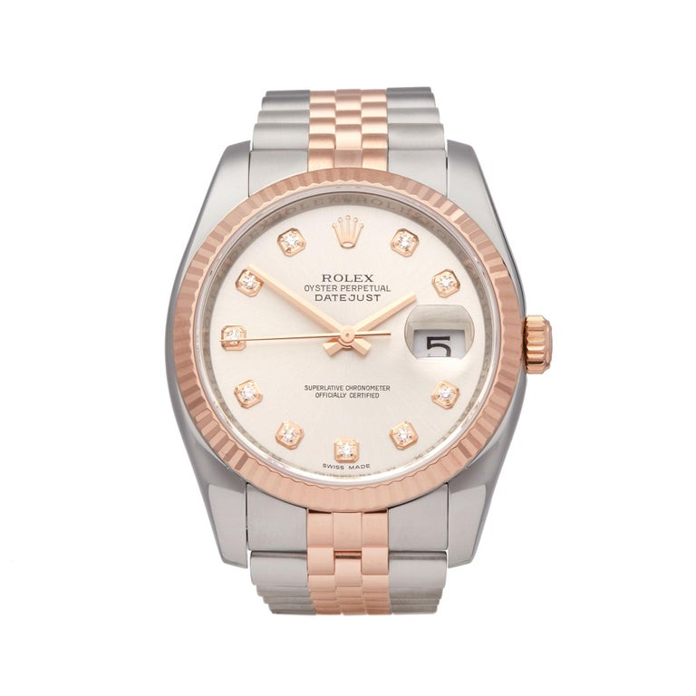 Rolex Datejust 36 Stainless Steel 18K Rose Gold 116231 Wristwatch at ...