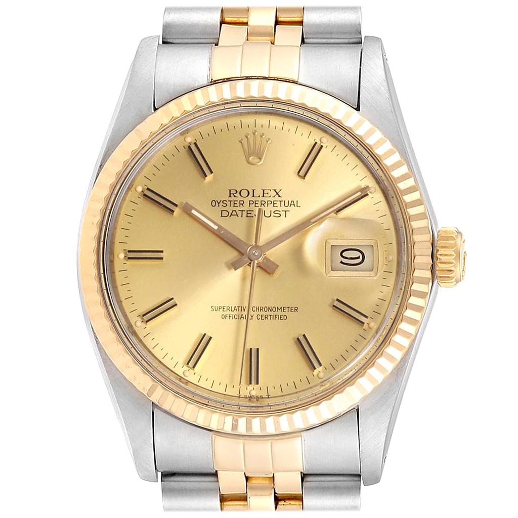 Rolex Datejust 36 Steel 18 Karat Yellow Gold Men's Watch 16233 For Sale ...