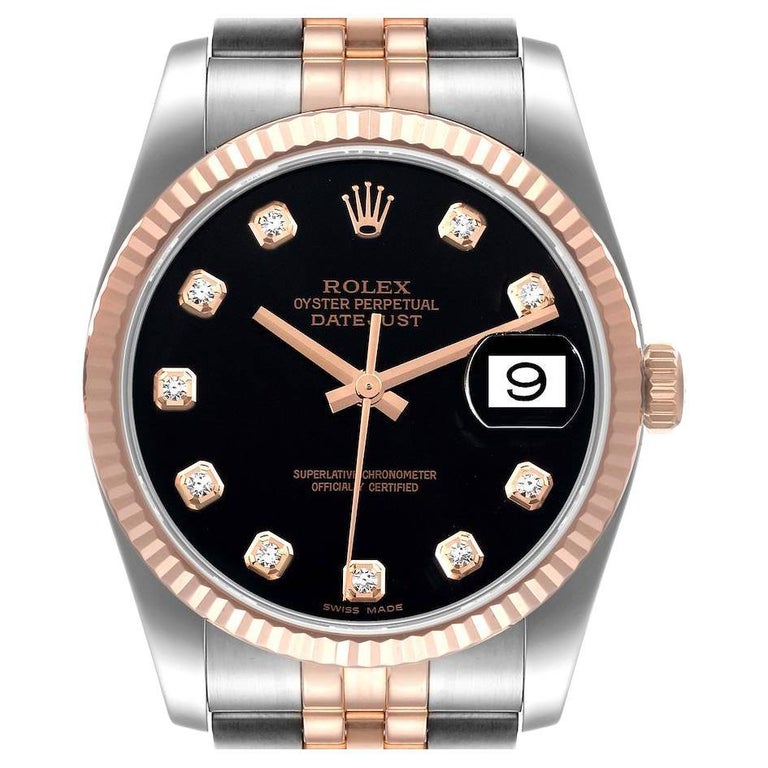 Rolex Datejust 36 Steel Everose Gold Diamond Unisex Watch 116231 For ...
