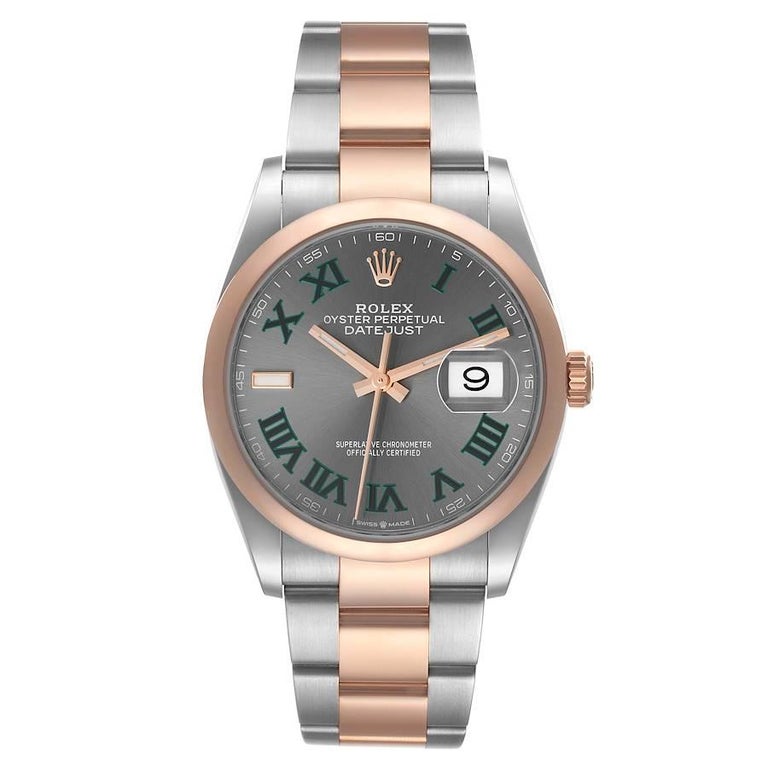 Rolex Datejust 36 Steel EveRose Gold Wimbledon Dial Mens Watch 126201 ...