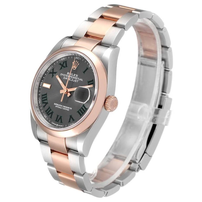 Rolex Datejust 36 Steel EveRose Gold Wimbledon Dial Mens Watch 126201 ...