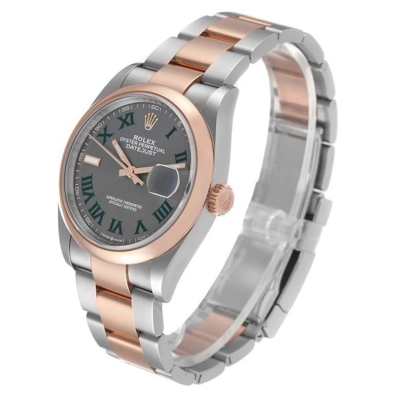 Rolex Datejust 36 Steel EveRose Gold Wimbledon Dial Mens Watch 126201 ...