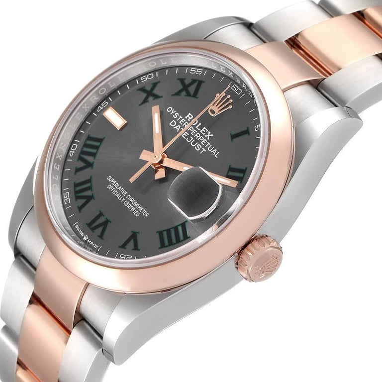 Rolex Datejust 36 Steel EveRose Gold Wimbledon Dial Mens Watch 126201 ...