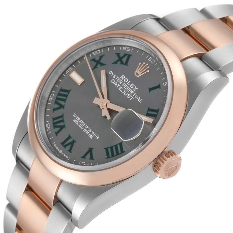 Rolex Datejust 36 Steel EveRose Gold Wimbledon Dial Mens Watch 126201 ...