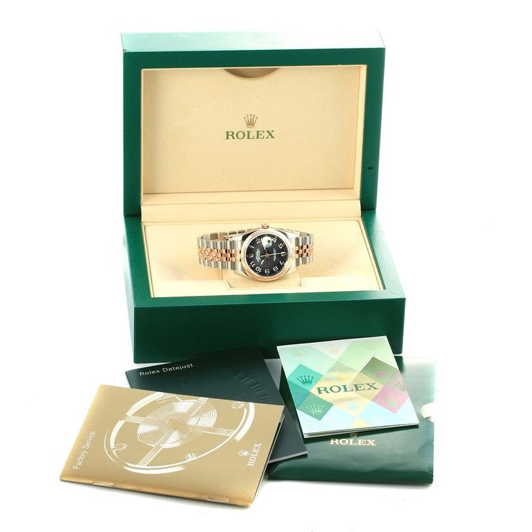 Rolex Datejust 36 Steel Rose Gold Black Concentric Dial Watch 116201 ...
