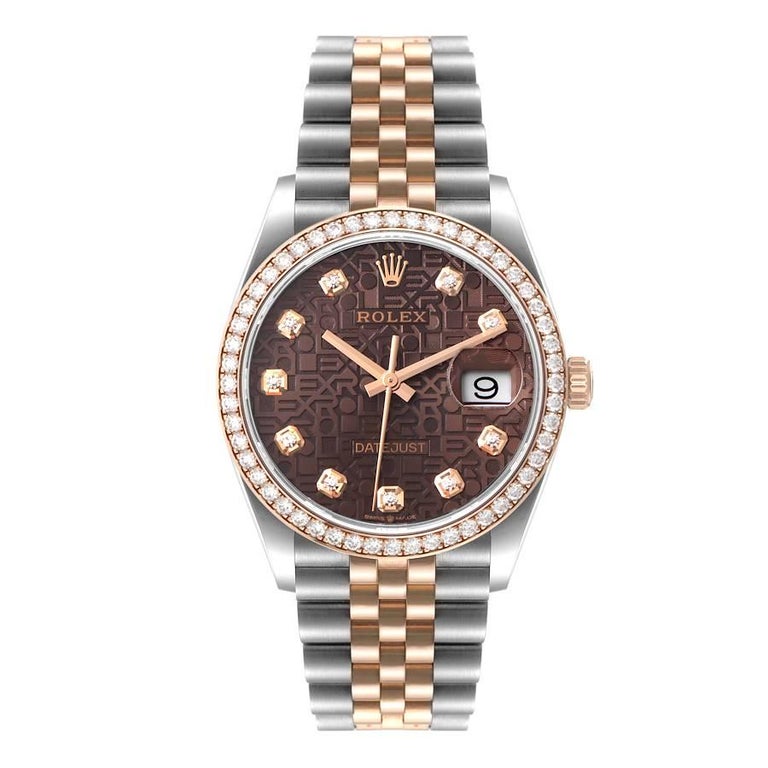Rolex Datejust 36 Steel Rose Gold Diamond Unisex Watch 126281 Box Card ...