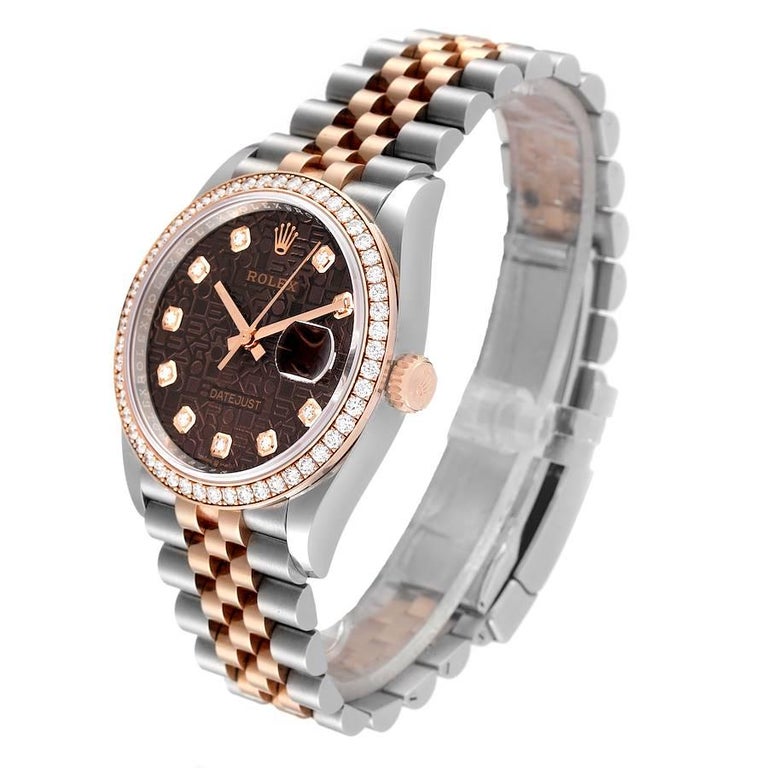 Rolex Datejust 36 Steel Rose Gold Diamond Unisex Watch 126281 Box Card ...