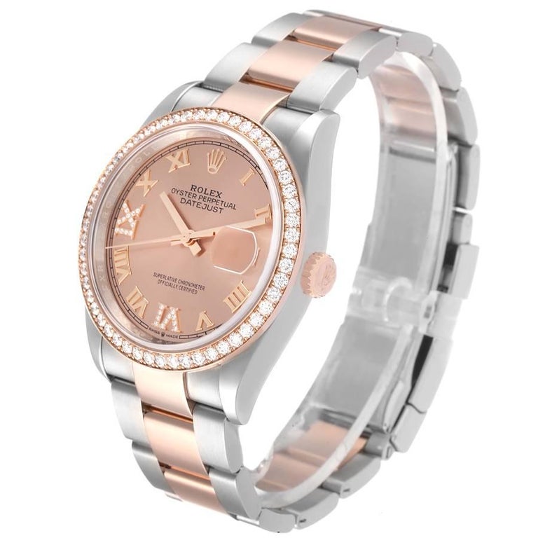 Rolex Datejust 36 Steel Rose Gold Diamond Unisex Watch 126281 Card For ...