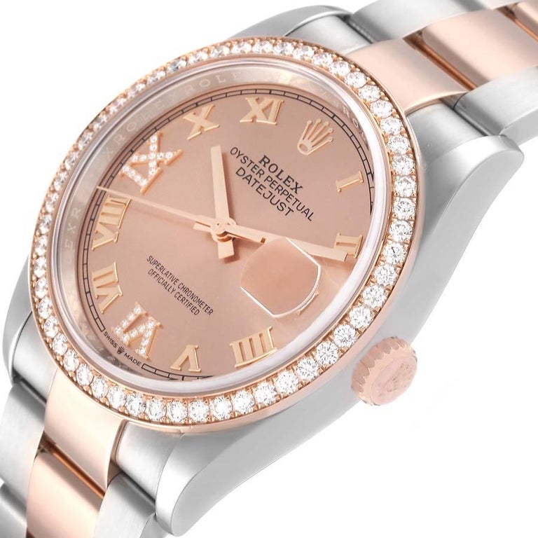 Rolex Datejust 36 Steel Rose Gold Diamond Unisex Watch 126281 Card For ...