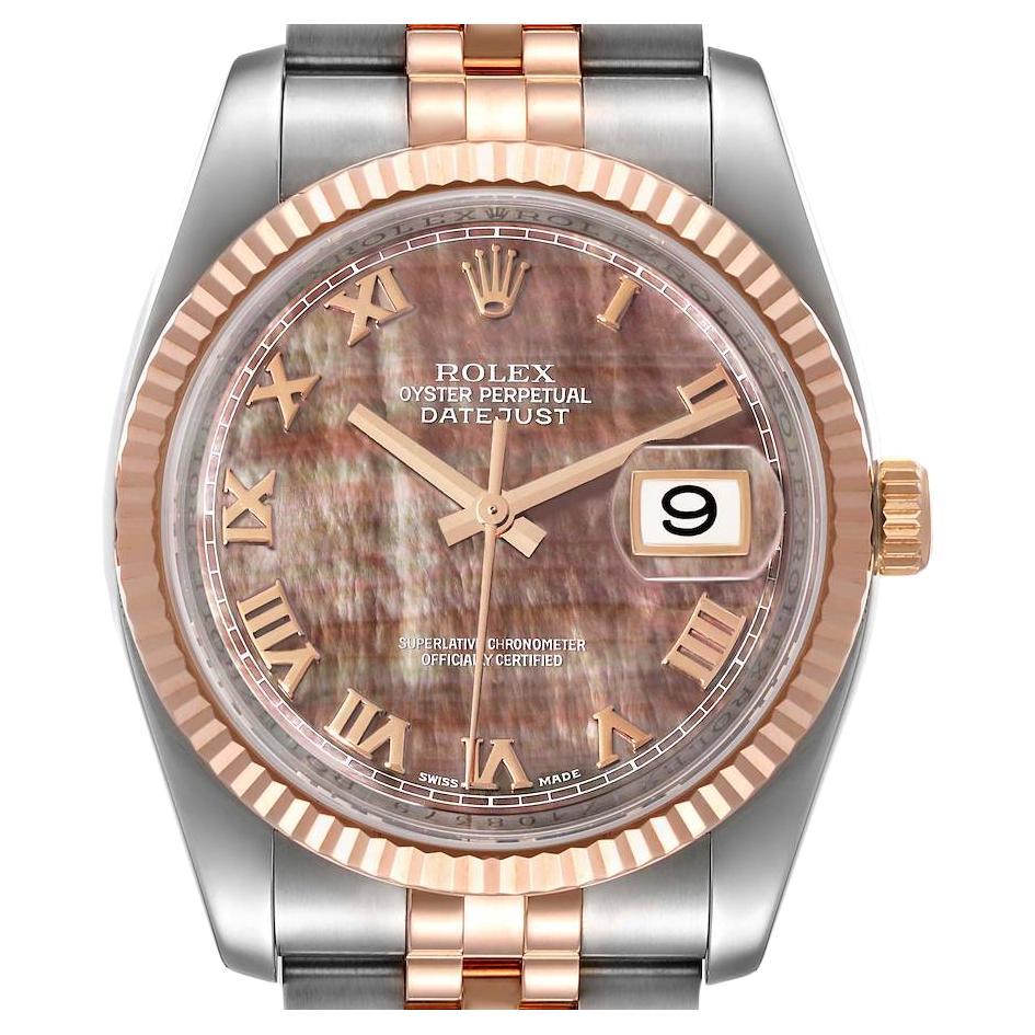 Rolex Datejust Dial Steel Rose Gold Diamond Unisex Watch 116231 Unworn ...