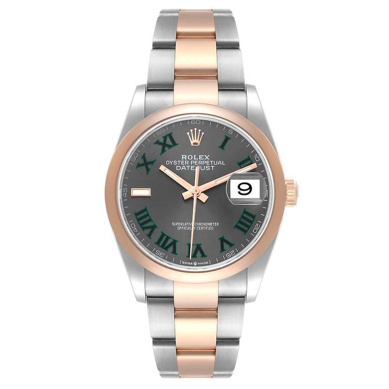 Rolex Datejust 36 Steel Rose Gold Wimbledon Dial Mens Watch 126201 Box ...