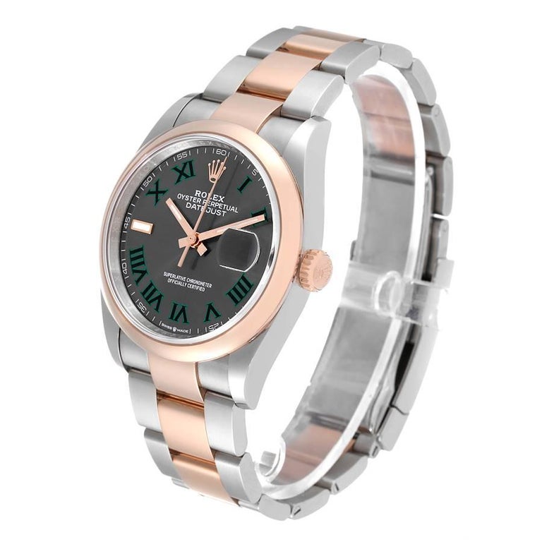 Rolex Datejust 36 Steel Rose Gold Wimbledon Dial Mens Watch 126201 Box ...