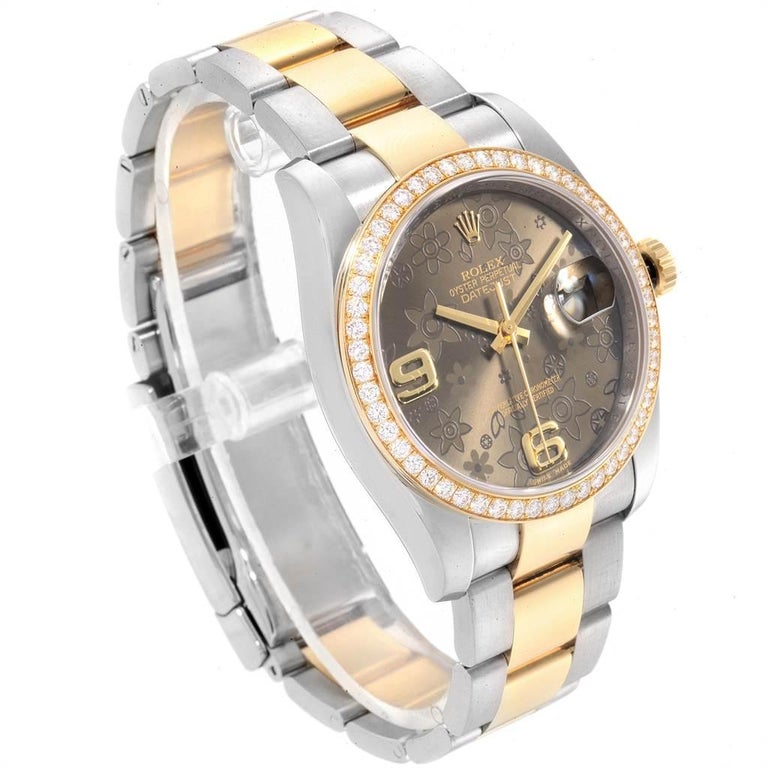 Rolex Datejust 36 Steel Yellow Gold Bronze Flower Dial Watch 116243 For ...