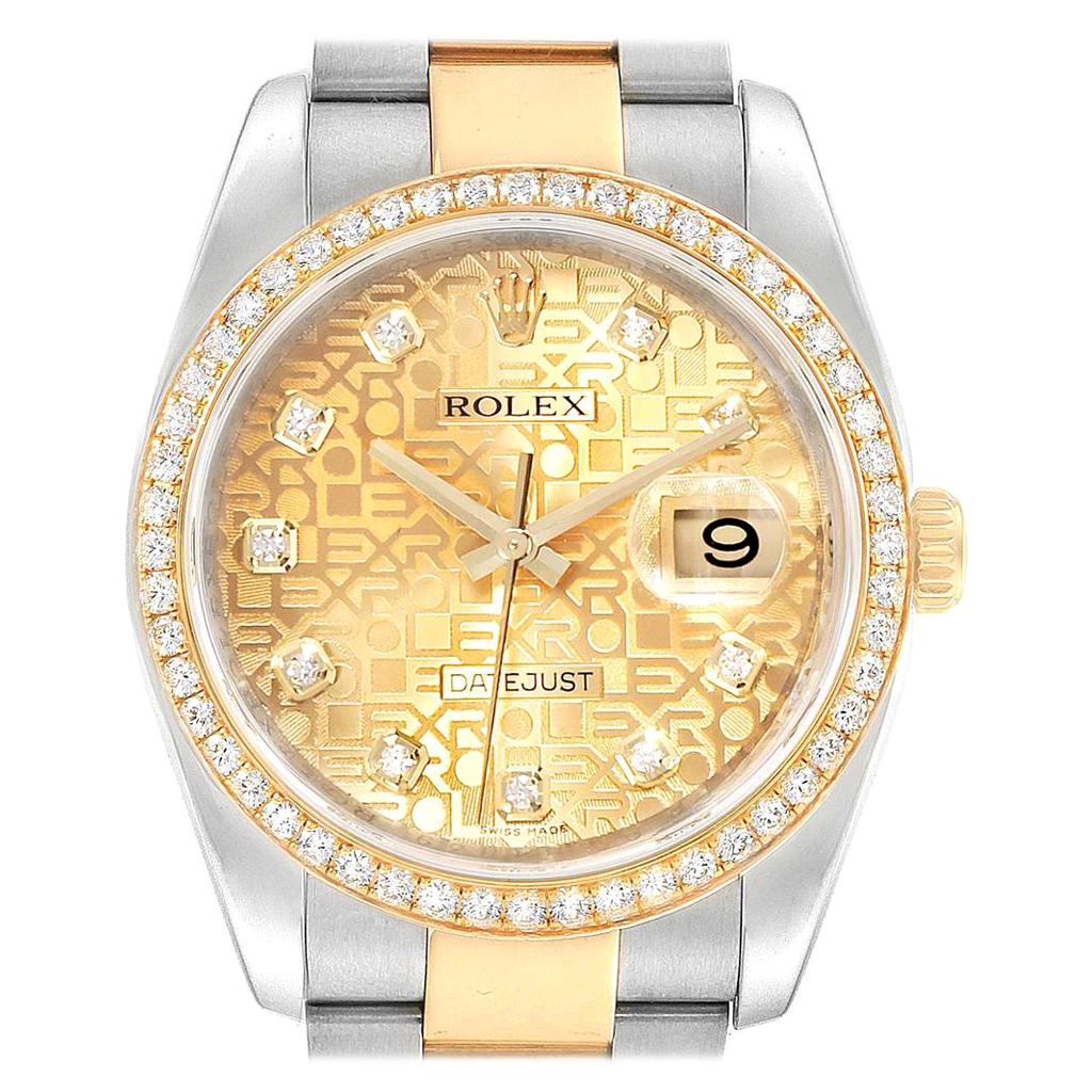 Rolex Datejust 36 Steel Yellow Gold Diamond Men’s Watch 116203 Box Card ...
