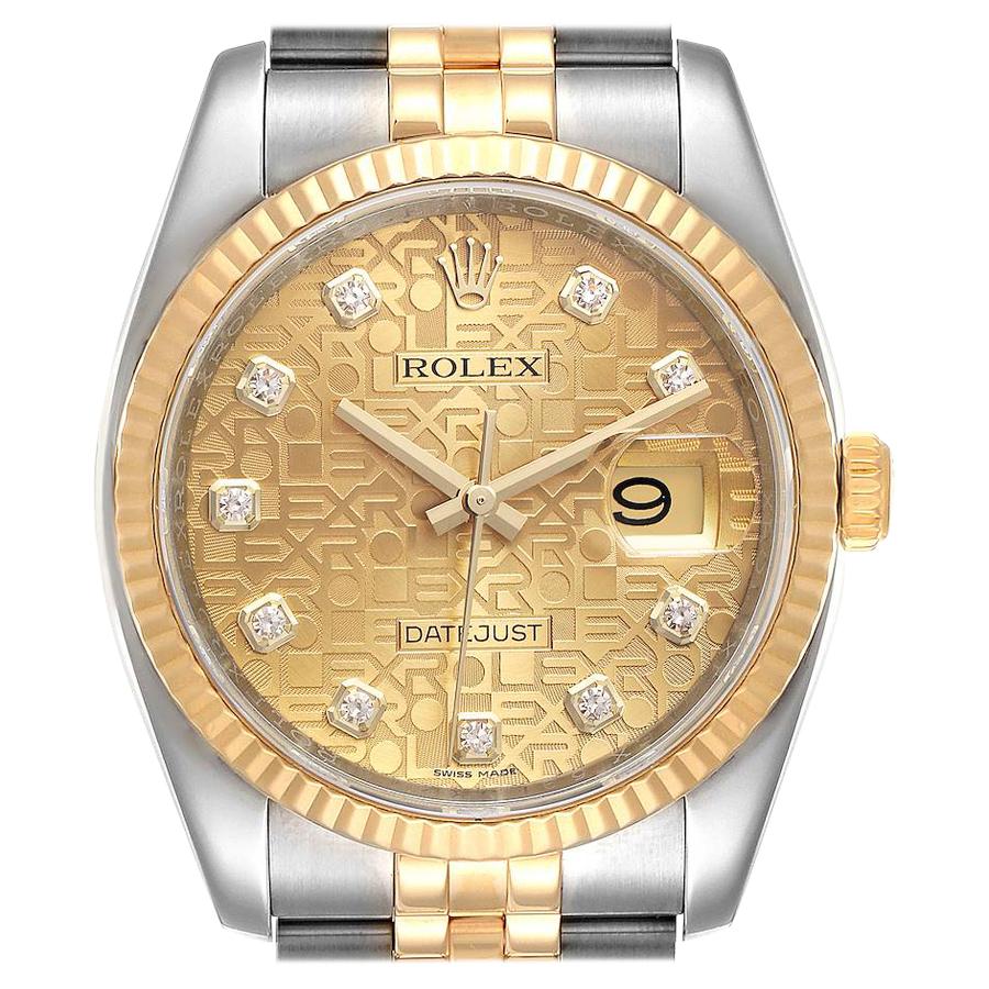 Rolex Datejust 36 Steel Yellow Gold Diamond Mens Watch 116233 Box Card ...