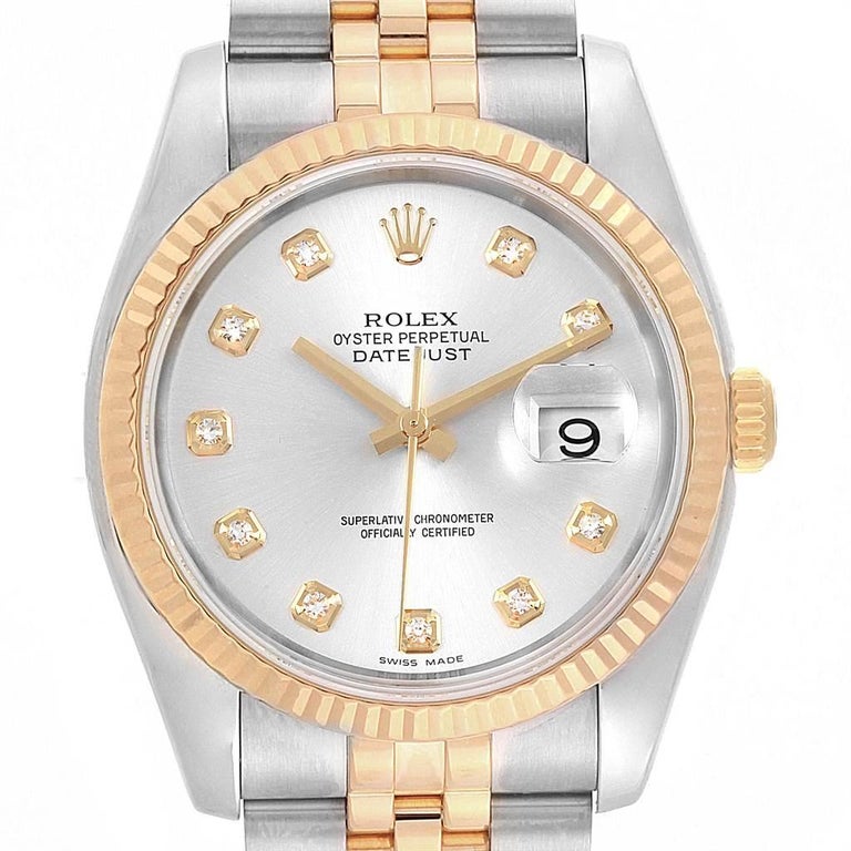 Rolex Datejust 36 Steel Yellow Gold Diamond Men's Watch 116233 Box For ...