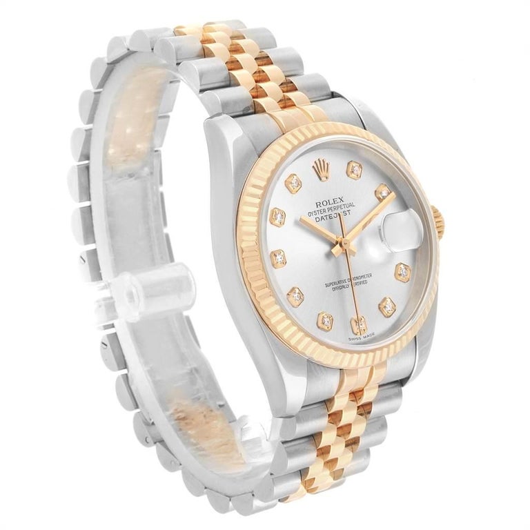 Rolex Datejust 36 Steel Yellow Gold Diamond Men's Watch 116233 Box For ...