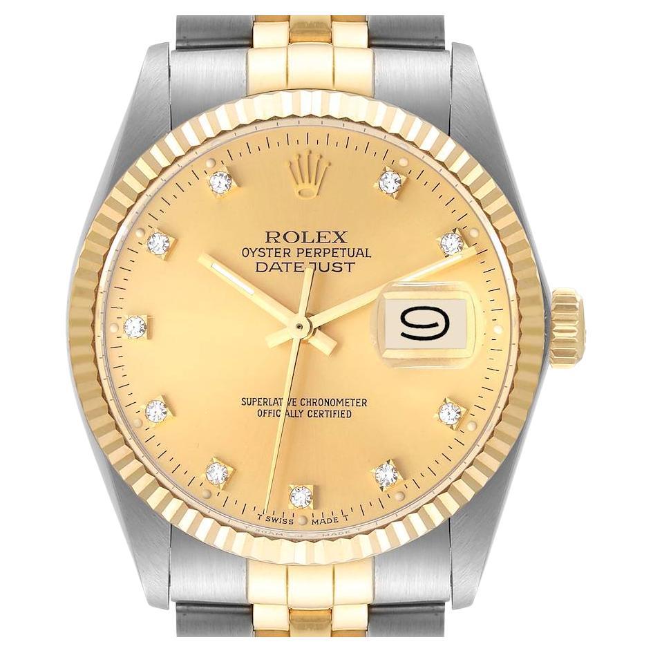 Rolex Datejust 36 Steel Yellow Gold Diamond Vintage Men's Watch 16013 ...