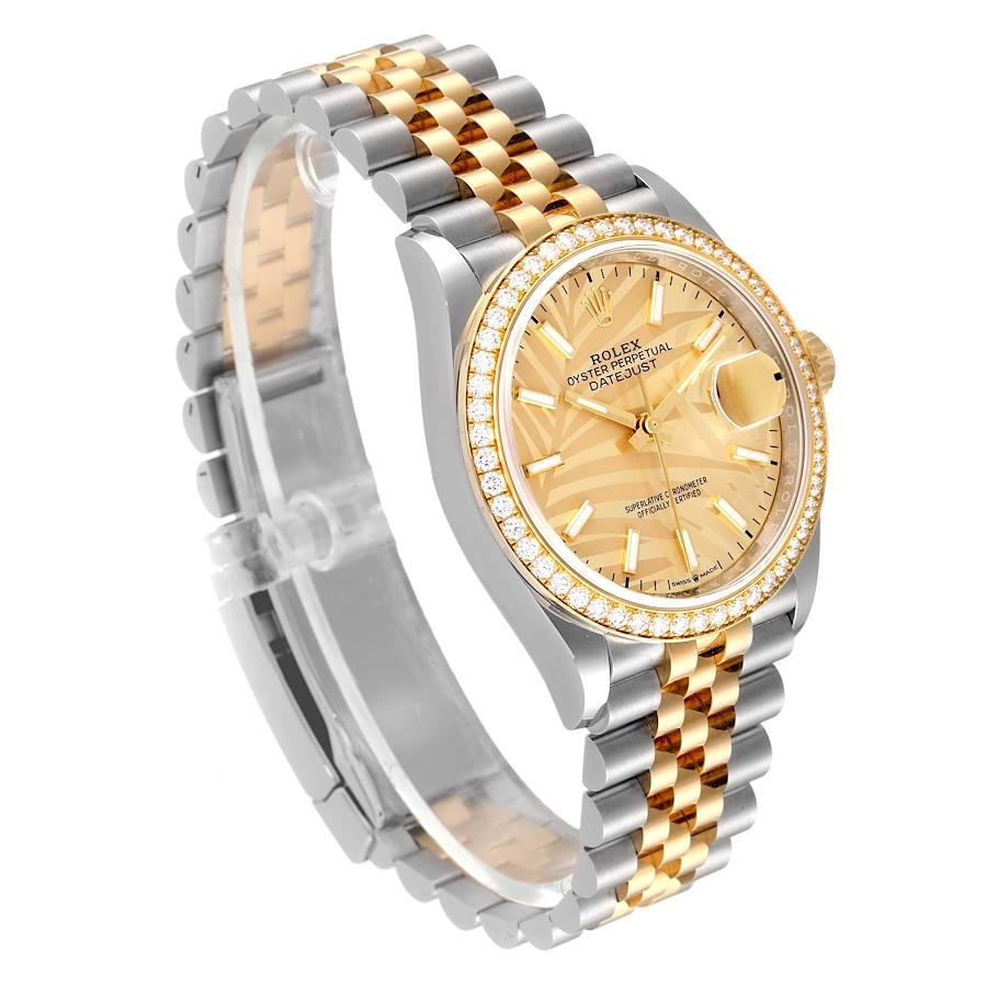 Rolex Datejust 36 Steel Yellow Gold Palm Dial Diamond Watch 126283 ...