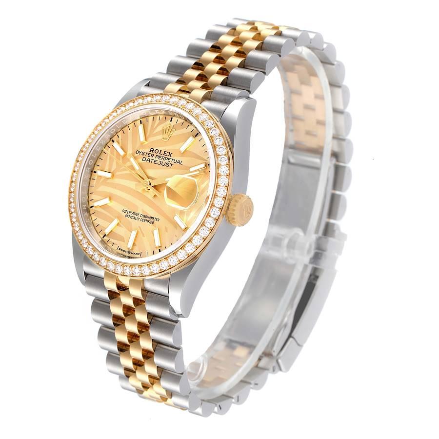 Rolex Datejust 36 Steel Yellow Gold Palm Dial Diamond Watch 126283 ...
