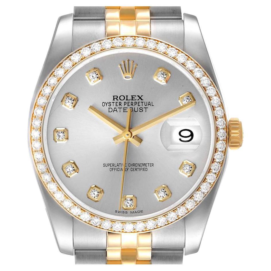 Rolex Datejust 36 Steel Yellow Gold Diamond Men’s Watch 116243 Box Card ...