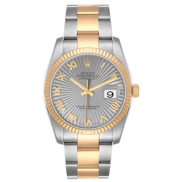 Rolex Datejust 36 Steel Yellow Gold Sunbeam Dial Mens Watch 116233 For ...