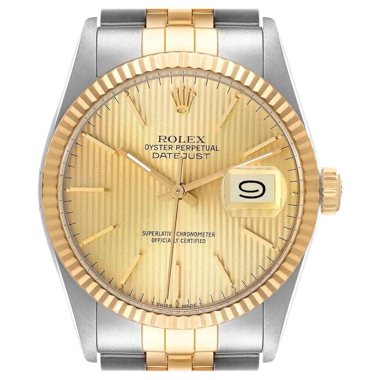 Rolex Datejust 36 Steel Yellow Gold Tapestry Dial Vintage Mens Watch ...