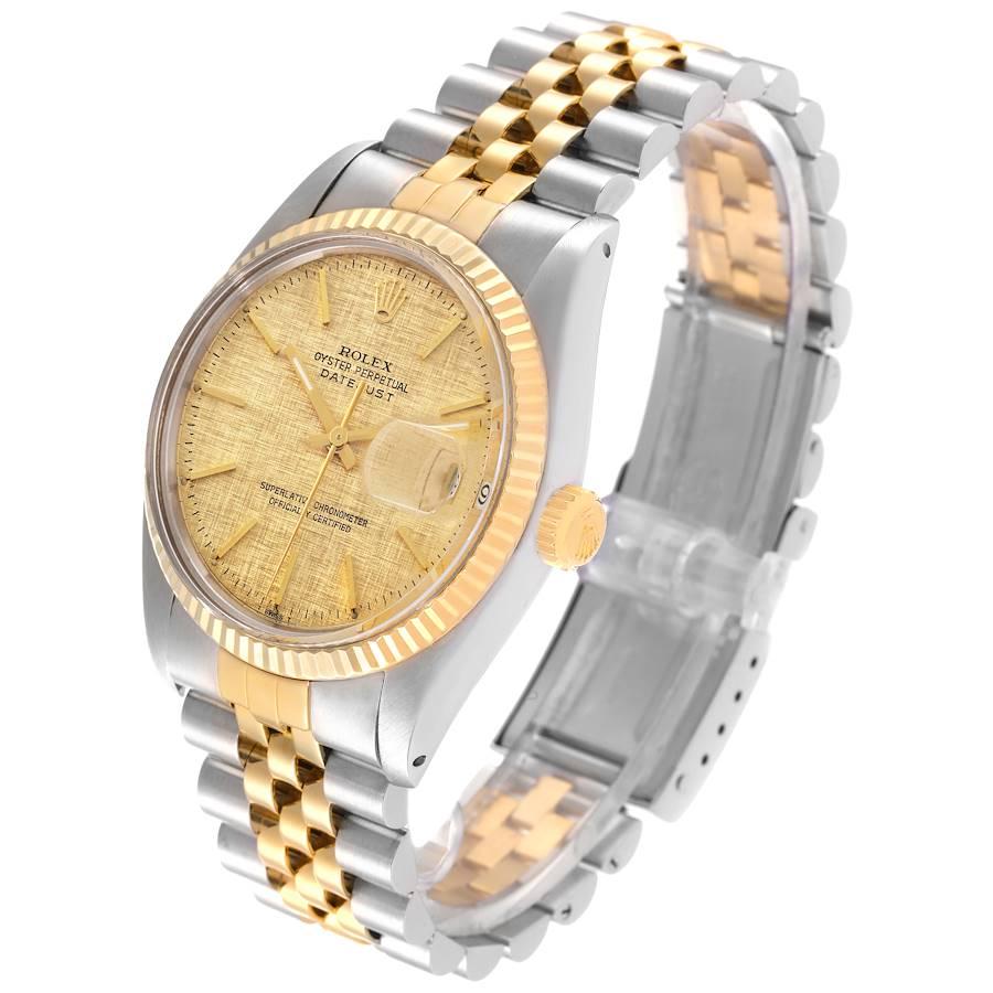 Rolex Datejust 36 Steel Yellow Gold Vintage Linen Dial Mens Watch 16013 ...