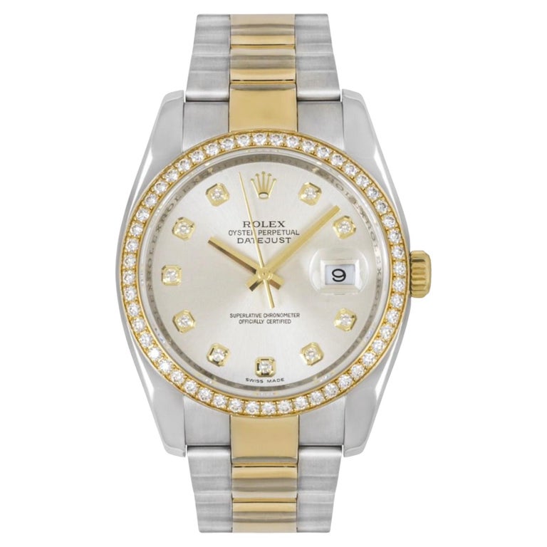 Rolex Datejust 36 Yellow Gold Diamond Set Watch 116243 For Sale at 1stDibs