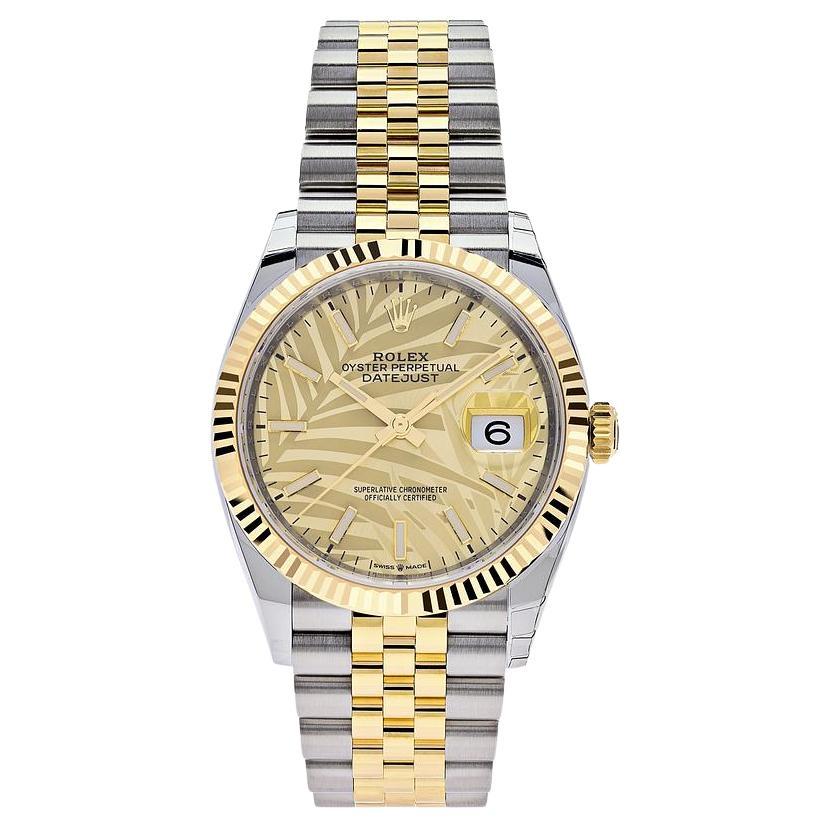 Rolex Datejust 36mm Palm Motif Dial 126233 For Sale at 1stDibs