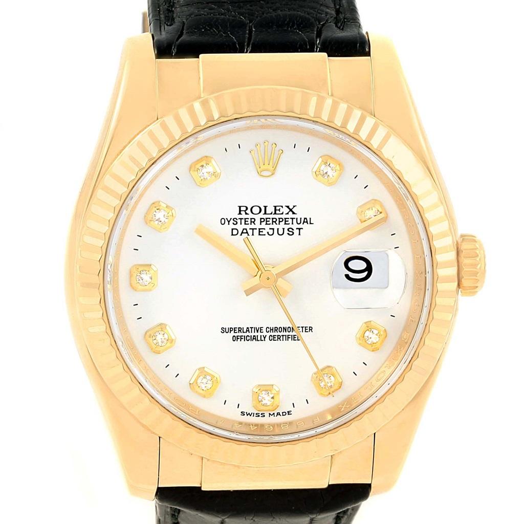 Rolex Datejust 36 Yellow Gold White Diamond Dial Unisex Watch 116138 ...