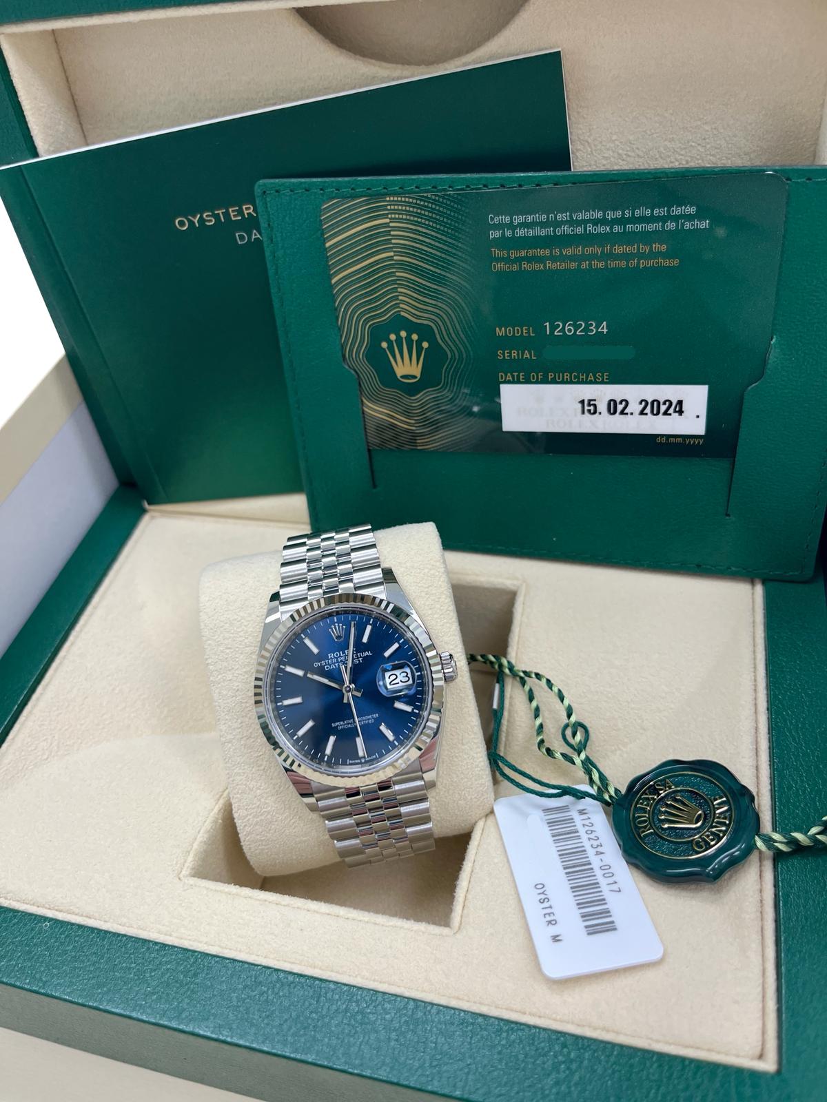 Rolex Datejust 36mm Bright Blue Gold Fluted Bezel Jubilee Bracelet ...