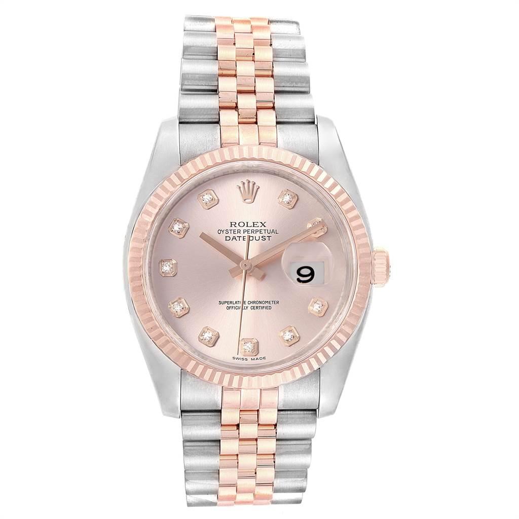 Rolex Datejust Dial Steel Rose Gold Diamond Unisex Watch 116231 For ...