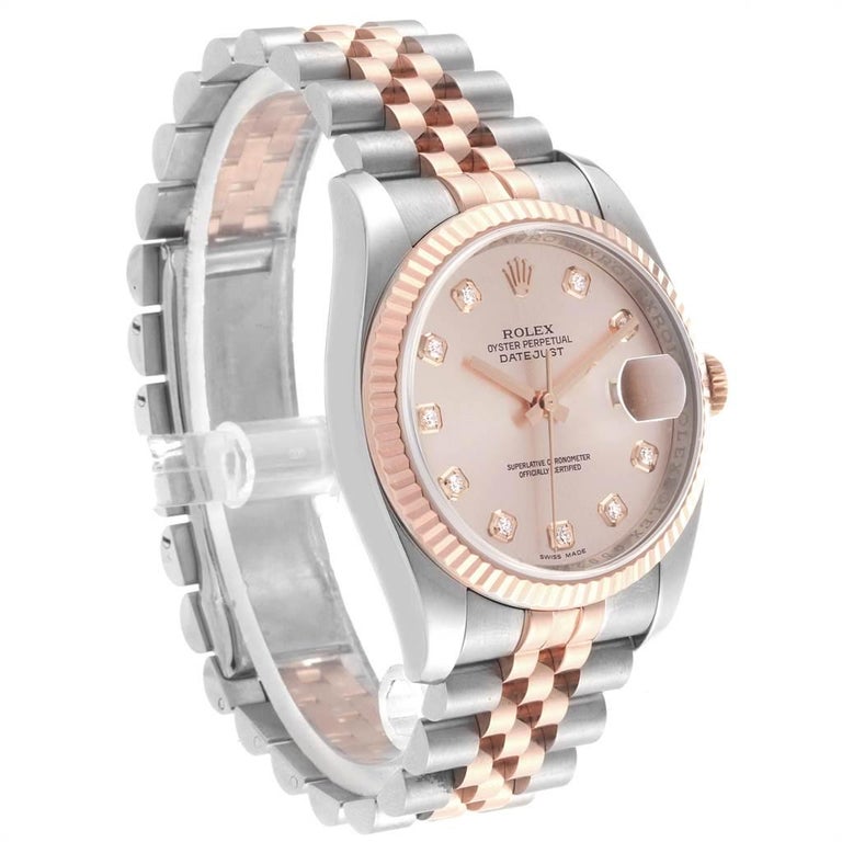Rolex Datejust Dial Steel Rose Gold Diamond Unisex Watch 116231 For ...