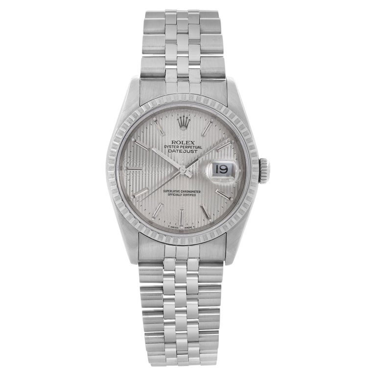 Rolex Datejust Jubilee Steel Silver Tapestry Dial Automatic Men Watch ...