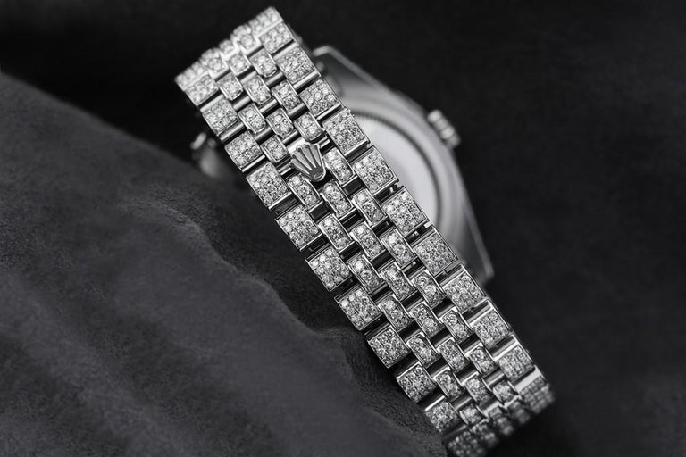 Rolex Datejust Stainless Steel Rainbow Index Pave Diamond Dial Fully ...