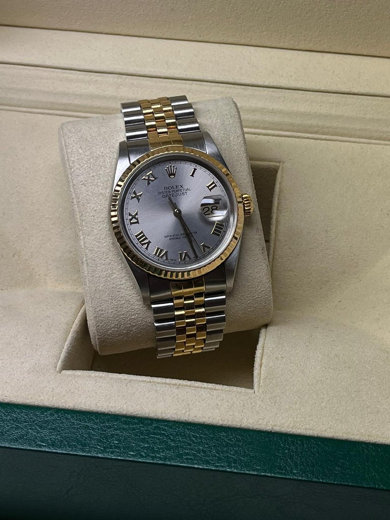 Rolex Datejust Stainless Steel Silver Roman Dial Fluted Bezel Watch ...