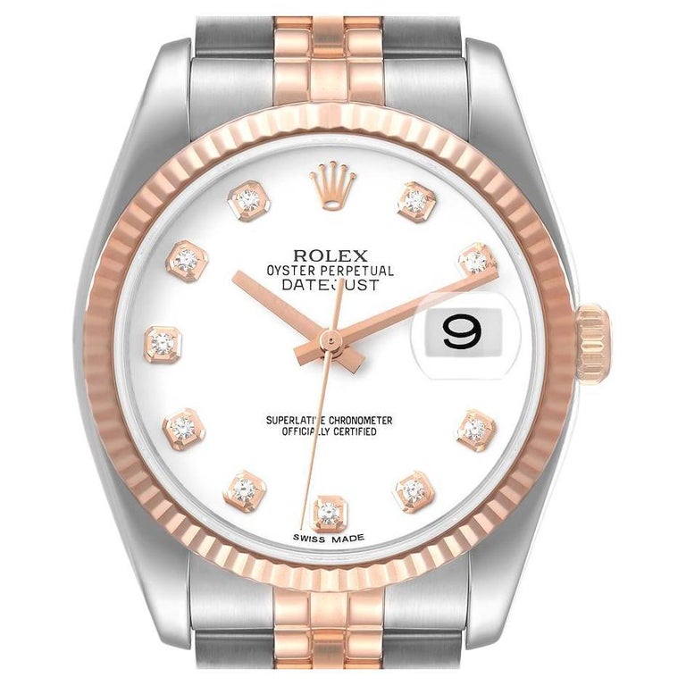 Rolex Datejust Steel Rose Gold Diamond Mens Watch 116231 For Sale at ...